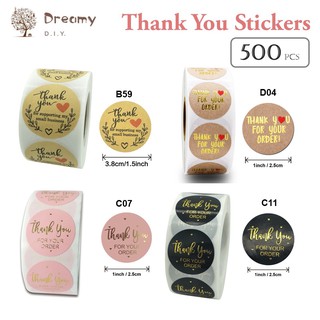 READY STOCK (500pcs/roll) THANK YOU sticker / Terima Kasih / packaging ...