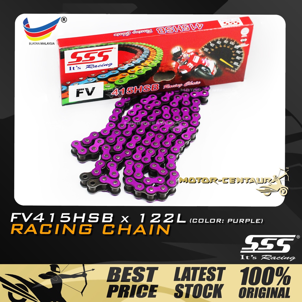 RANTAI MOTOSIKAL SSS RACING CHAIN FV 415HSB X 122L PURPLE/VIOLET PLATED ...