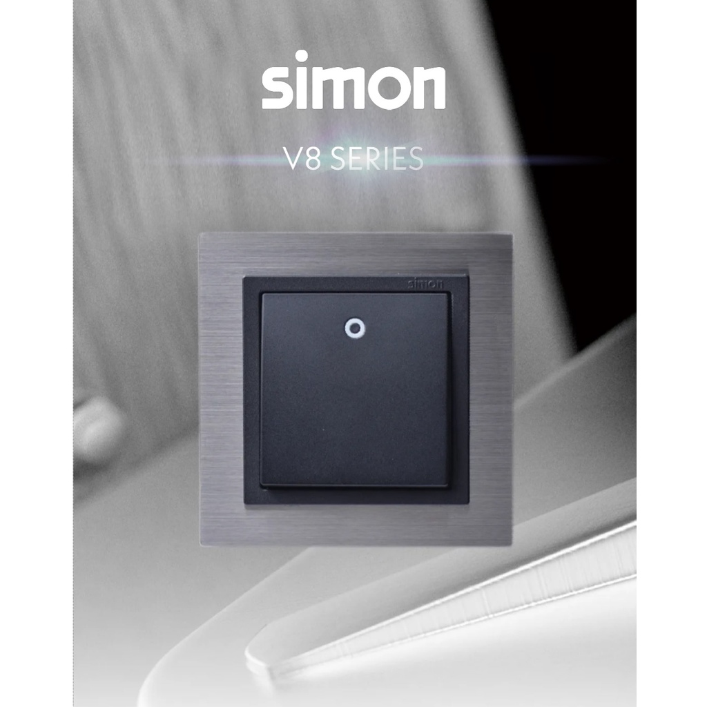 SIMON V8 Series Black Switch Stainless Steel Silver Frame Switches and ...
