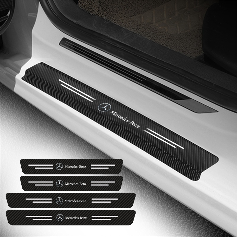 4pcs/set Carbon Fiber Leather Car Door Anti-stepping Stickers Car ...