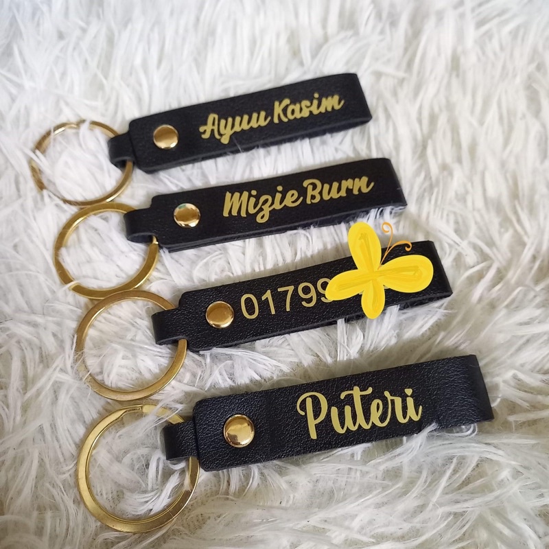 Custom Leather Keychain - Nama | No Telefon (Boleh Custom Apa Sahaja ...