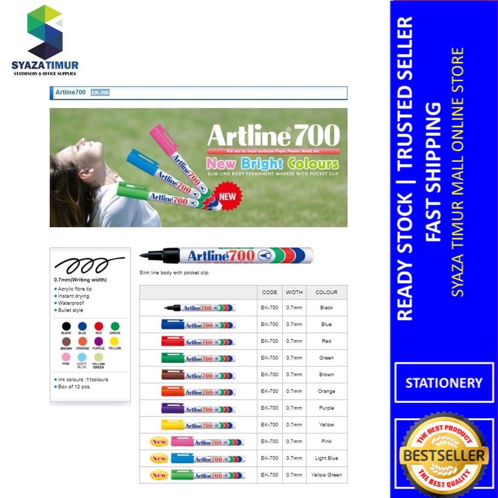 Artline 700 Permanent Marker (1 BOX = 12PCS) | Shopee Malaysia