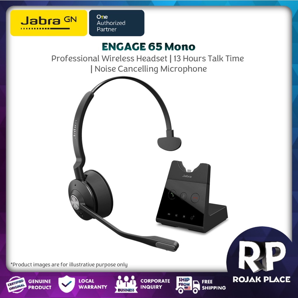 Jabra Engage 65 Mono Wireless Professional Headset Noise Cancelling ...