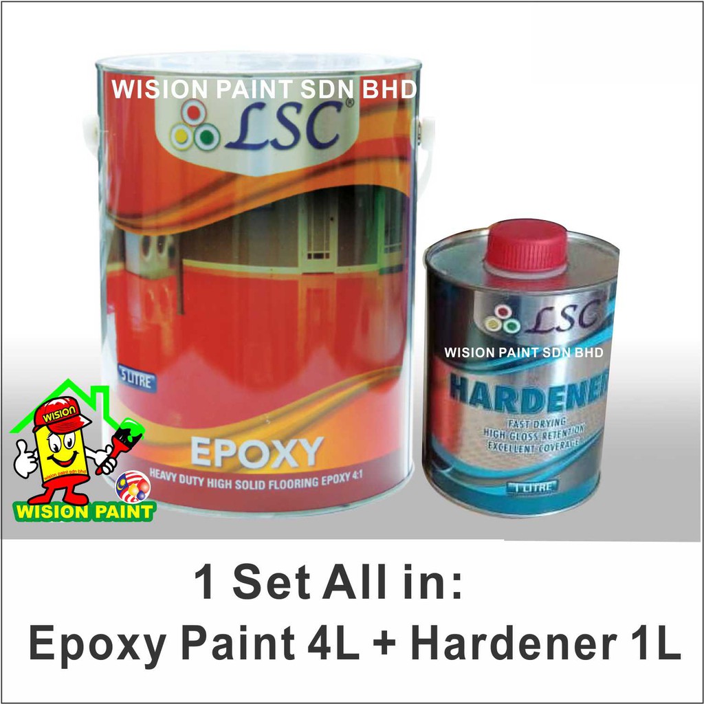 ( 5 Liter ) LSC Two Pack Epoxy Floor Paint - 4 Liter + 1 Liter = 5L ...