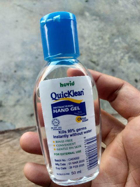 50ml Hovid QuicKlean Antibacterial Hand Gel (Hand Sanitizer) | Shopee ...