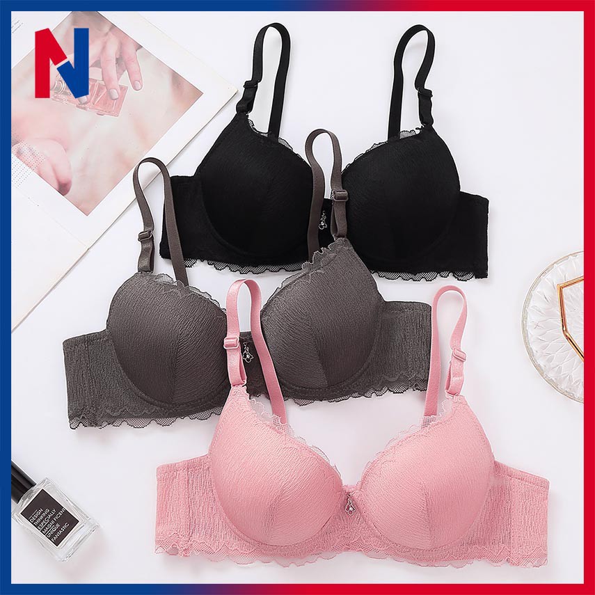 bra Sports bra Sexy bra [NOVII] Stonewash Lace Mesh Underwire Push Up ...