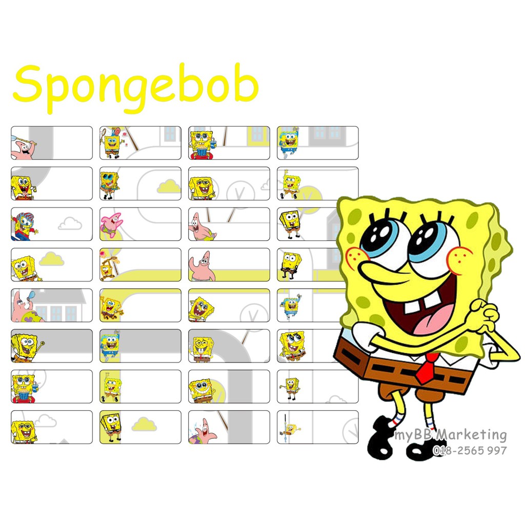 Spongebob Name Sticker (waterproof) | Shopee Malaysia