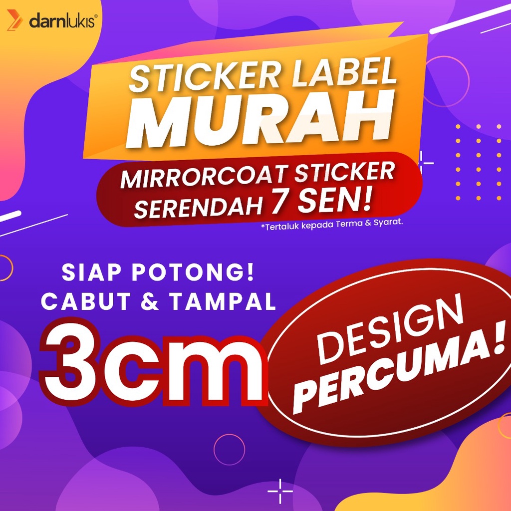 STICKER LABEL MURAH 3 CM | MIRRORCOAT STICKER | Shopee Malaysia