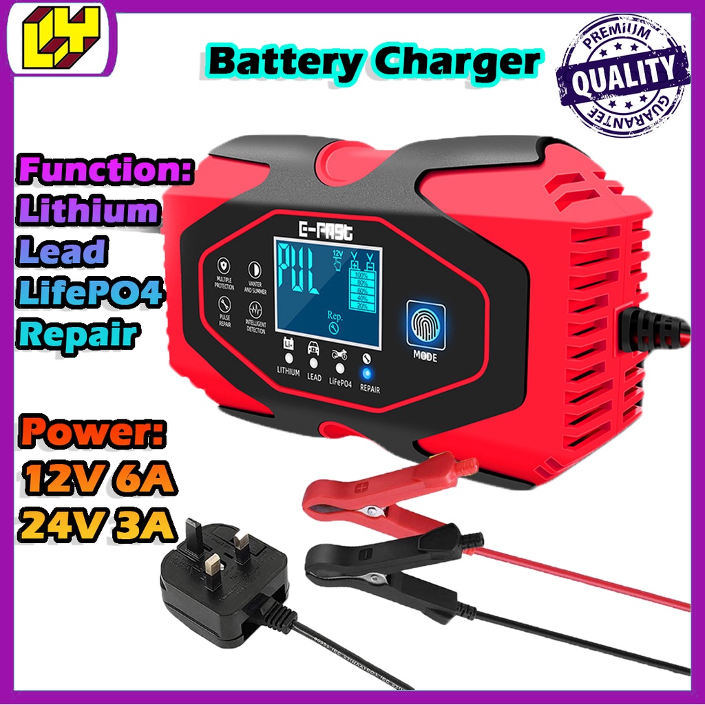 Car Battery Charger, 12V/24V 6Amp Intelligent Automatic Battery Charger ... Car Battery Charger, 12V/24V 6Amp Intelligent Automatic Battery Charger ...