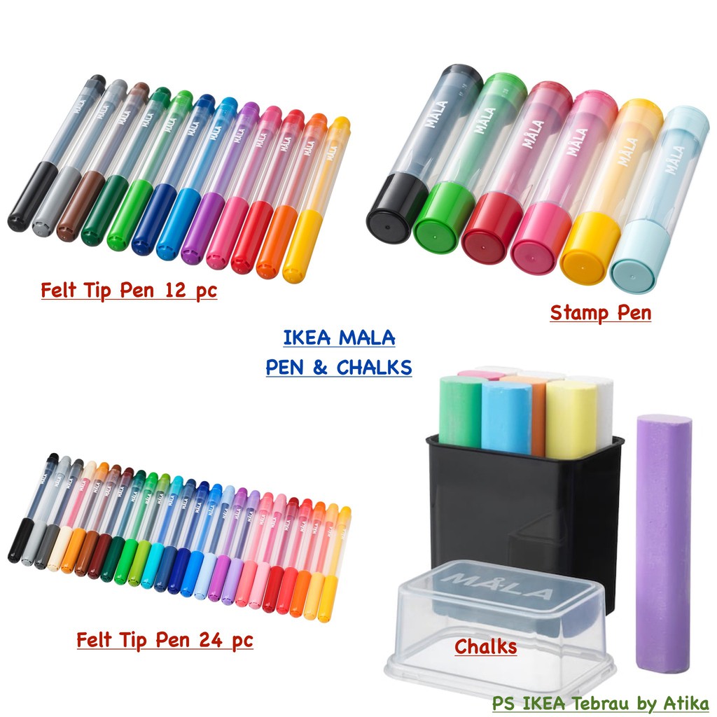 MALA, Felt-tip pen, whiteboard pen mixed colours and chalks | Shopee ...