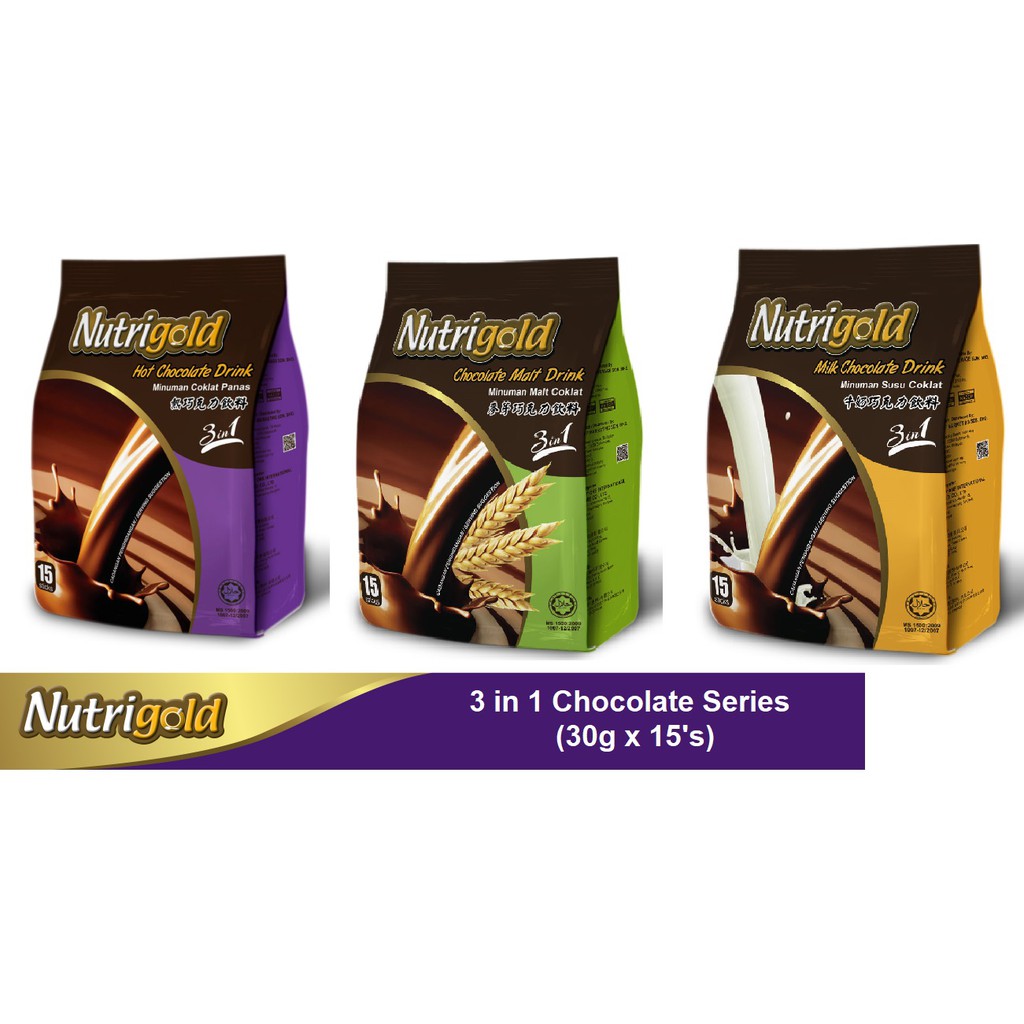 NUTRIGOLD 3 In 1 Chocolate Drink - 30g x 15 Sticks | Shopee Malaysia