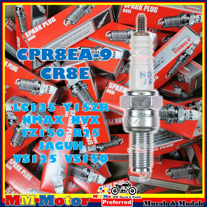 ⚡ YAMAHA SPARK PLUG BUSI CPR8EA-9 CR8E LC135 Y15ZR NMAX NVX FZ150 R25 JAGUH VS125 VS150 100% ...
