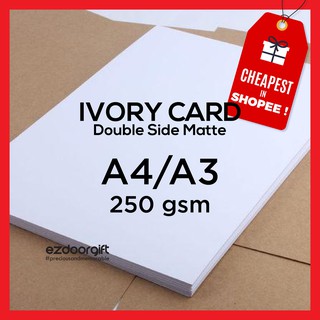 Ivory Card 230 Gsm A4 / A3 10, 50, 100 Pcs Kertas Ivory Kad Putih Matte ...