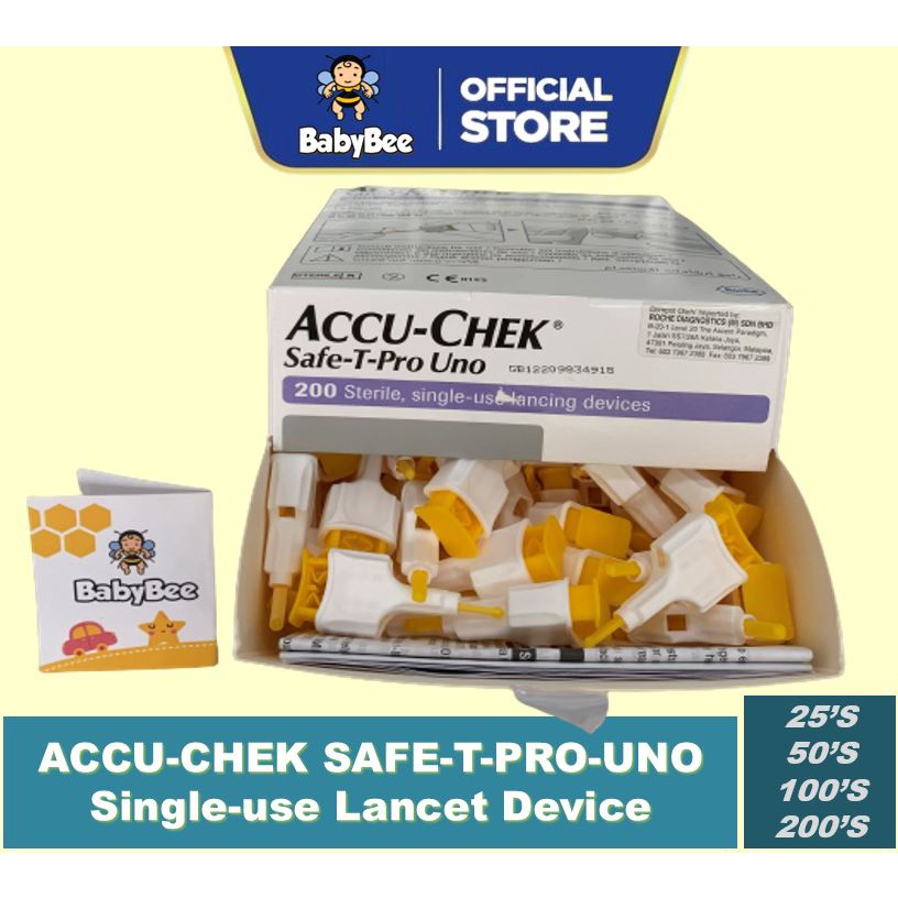 Accu-Chek Safe-T-Pro Uno Single-Use Lancet Device (25 Pcs/50 Pcs/100 ...