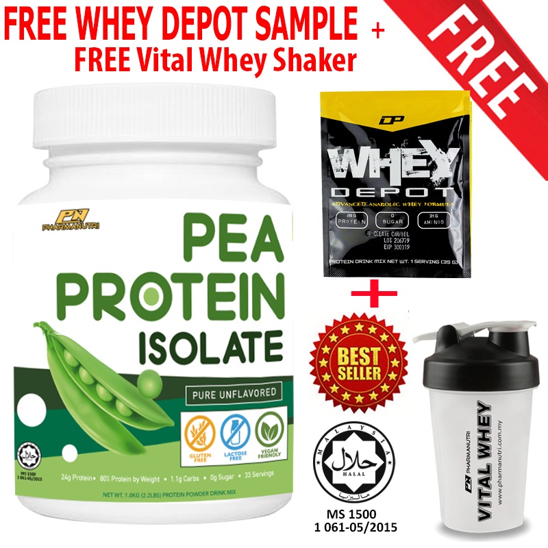Pharmanutri Pea Protein Isolate 1kg,33 ser (Unflavor) Halal+ Whey Depot ...