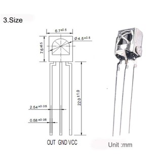 1838B IR Infrared Receiving Head HX1838 Module Remote Control Receiver ...