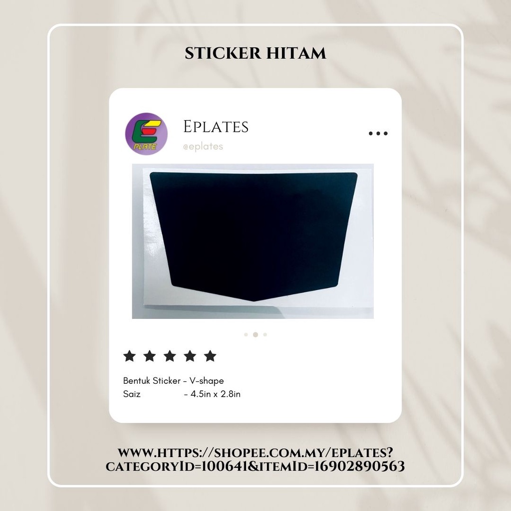 Sticker Hitam （Matte Black Color) Sticker depan motor | Shopee Malaysia
