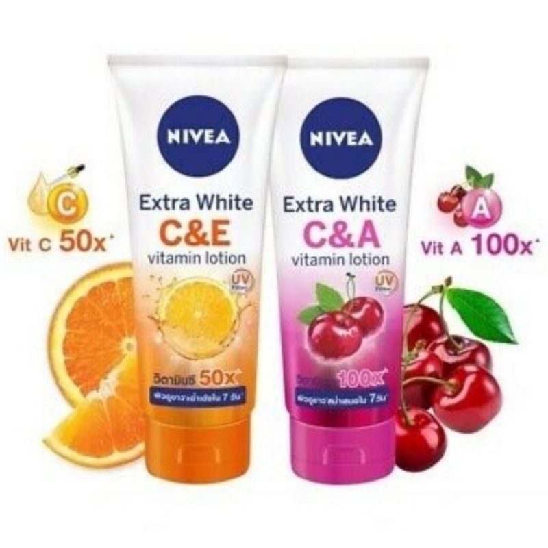 NIVEA Extra White C&A And C&E Vitamin Lotion 180ML & 320ML | Shopee ...