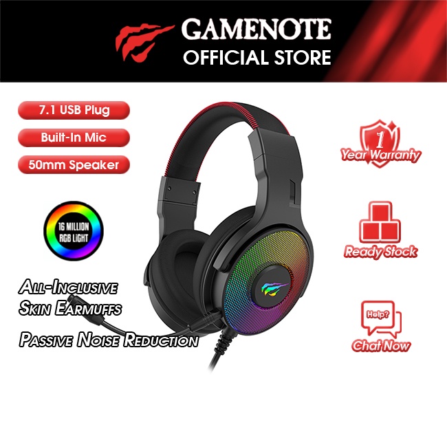 GAMENOTE H2028U Passive Noise Reduction USB 7.1 RGB Gaming Headphone ...