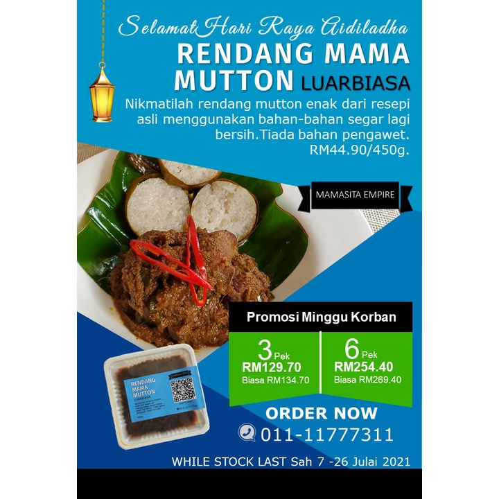 Promosi Raya AidilAdha Rendang Mutton Kambing Muslim by Mamasita Empire ...