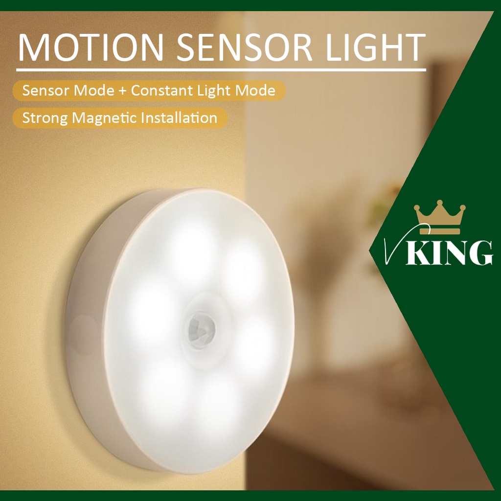 MOTION SENSOR LED LIGHT ROUND RECHARGEABLE SENSOR GERAK SENSOR ...