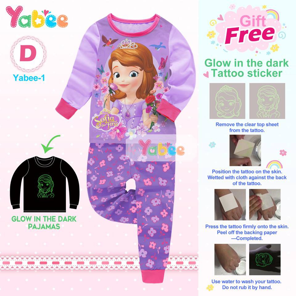 Clearance Yabee Sofia Glow in The Dark Pyjamas 2-12 Yrs | Shopee Malaysia