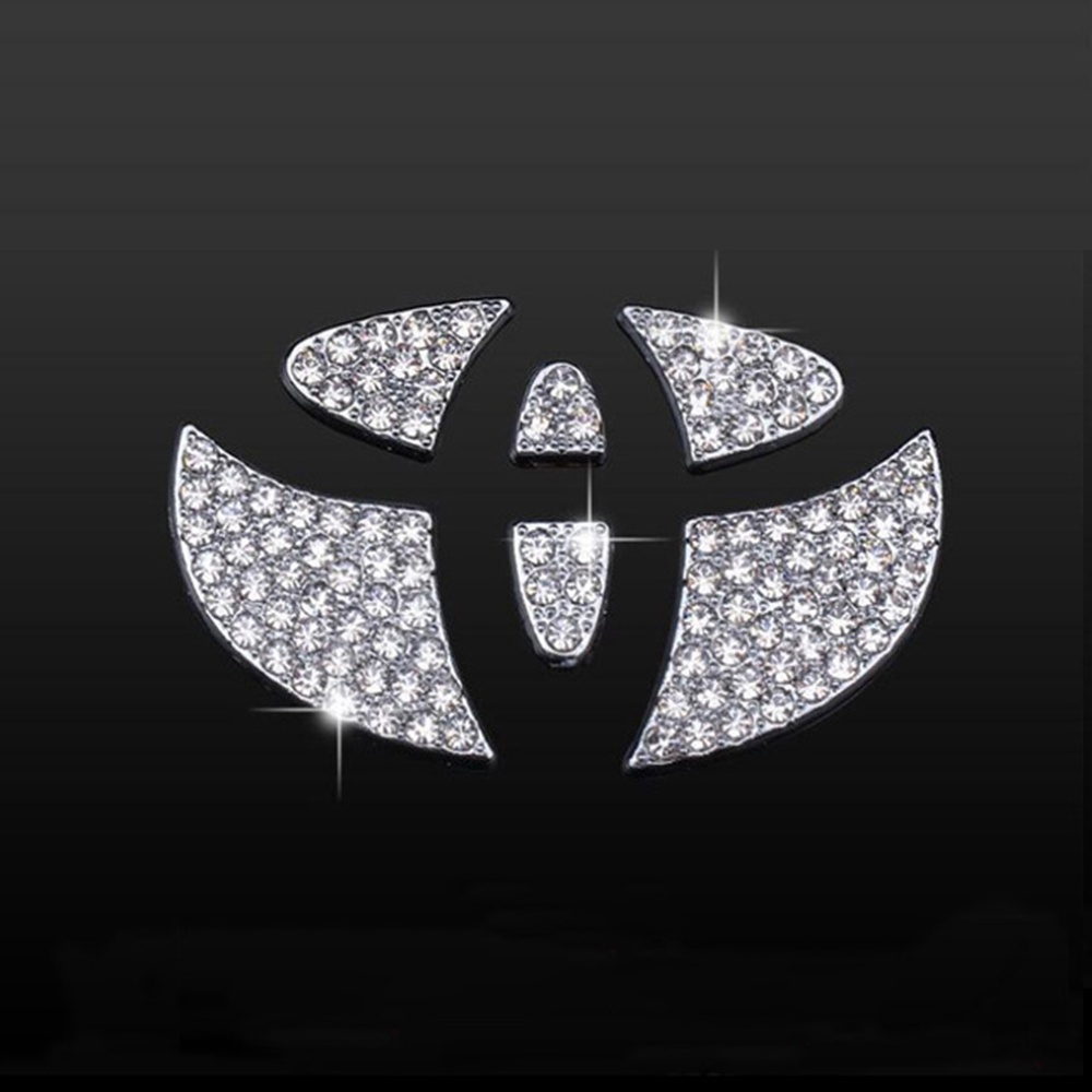 Bling Rhinestone Car Steering Wheel Diamond Logo Sticker Crystal Emblem ...