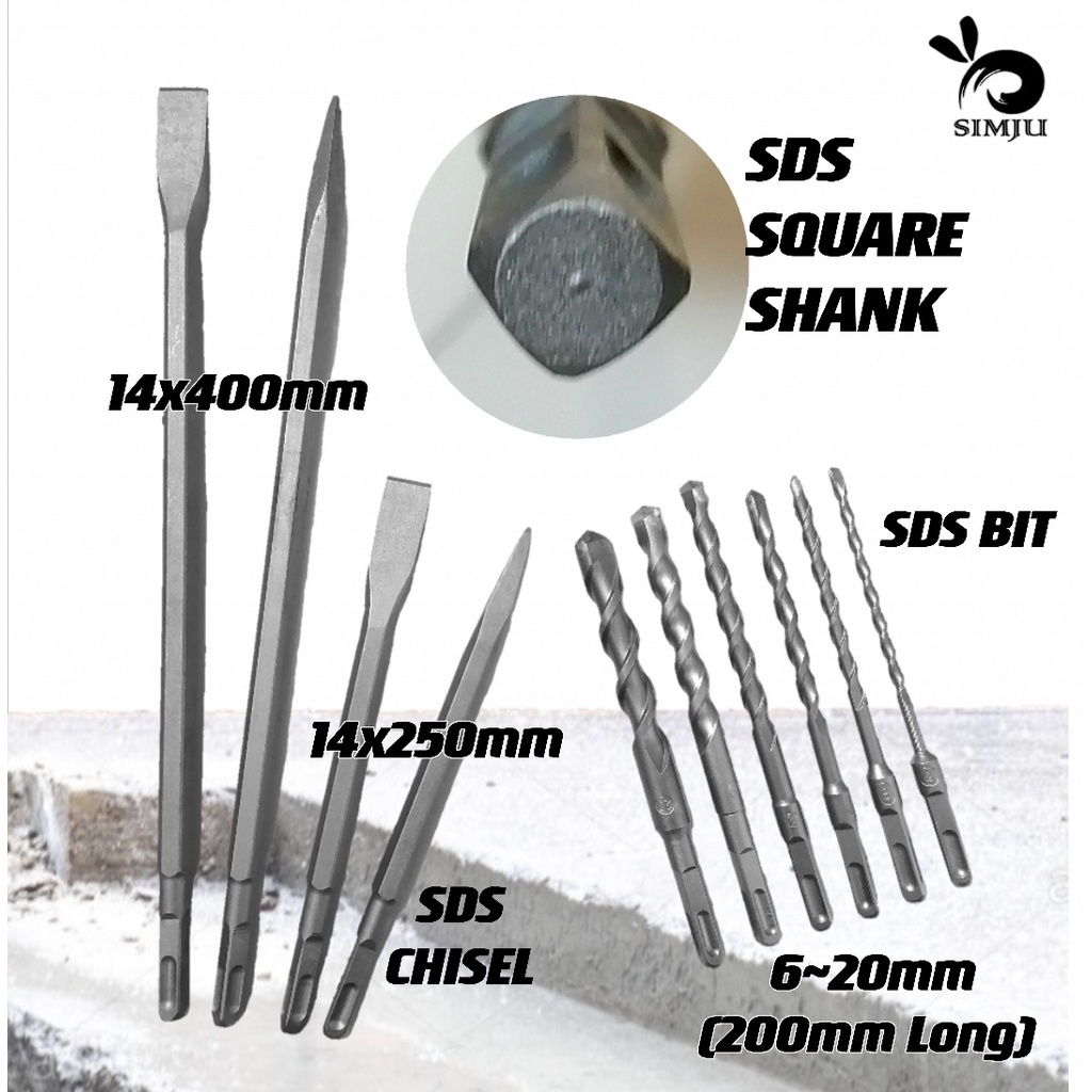 SDS Plus (Square Shank) Impact Hammer Chisel And Bit | Shopee Malaysia