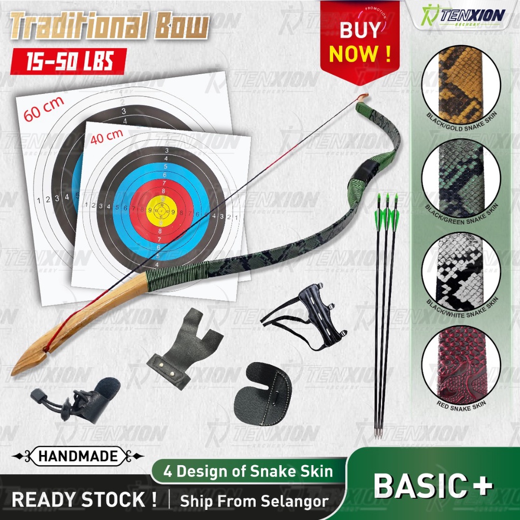 TenXion Archery Traditional Bow Busur Tradisional Basic Plus Anak Panah ...