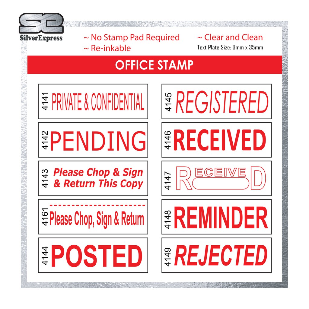 OFFICE STAMP / P&C / PENDING / PLS CHOP SIGN / POSTED / REGISTRED ...