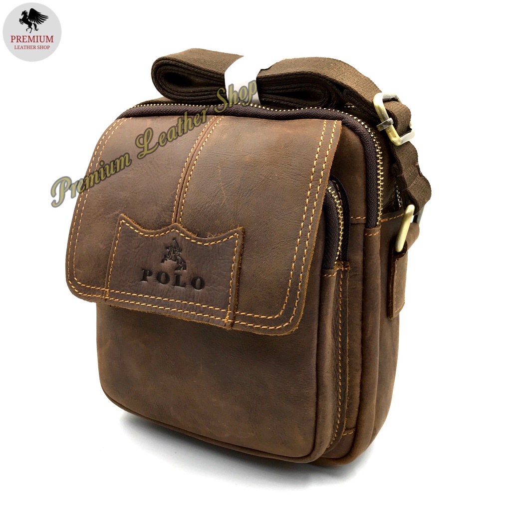 Lee Jeep Genuine Leather Sling Bag Shoulder Bag Cross Body Leather Bag ...