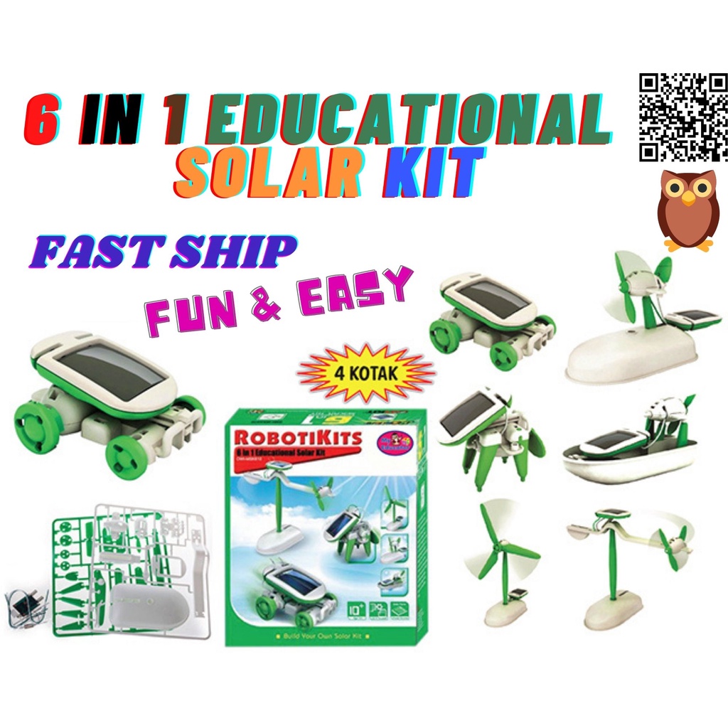 4 SET- 6 IN 1 EDUCATIONAL SOLAR KIT [READY STOCK] MAKING WINDMILL SOLAR ...