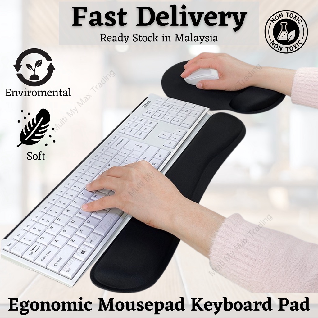Mouse pad Keyboard pad with Memory Foam Ergonomic Mousepad wrist rest ...