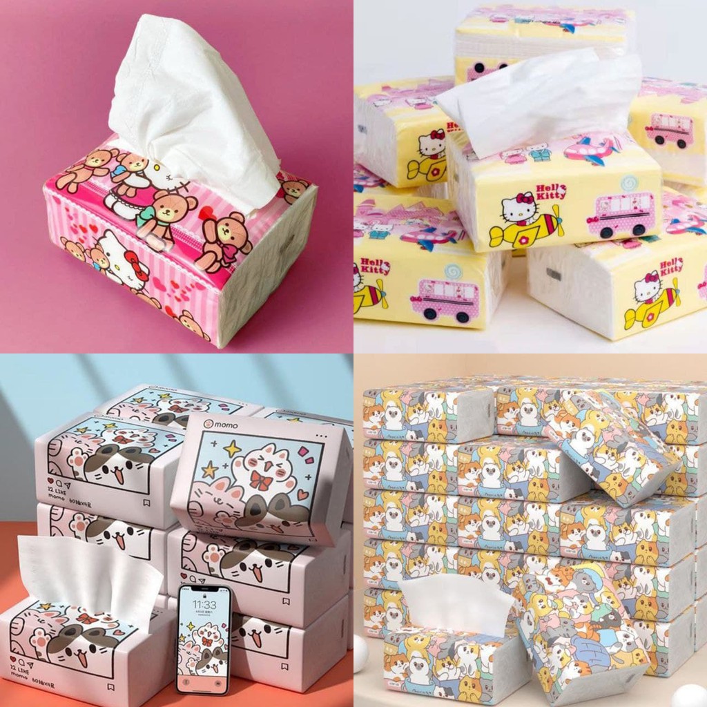 Cartoon Hello Kitty Momo Acooltd Character Tissue 4ply Soft Facial Tisu ...