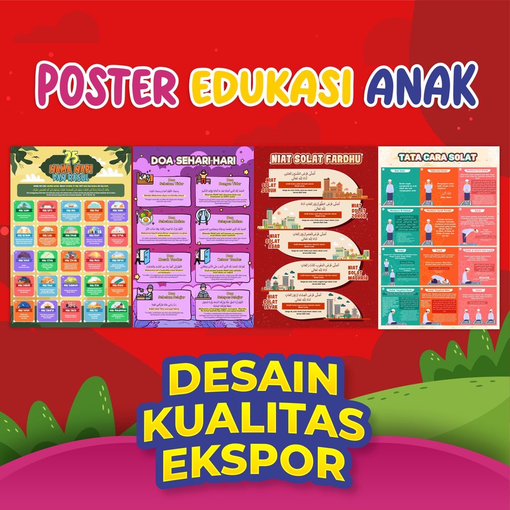 Poster Pendidikan Islamic Anak-Anak Ceria Menarik | Shopee Malaysia