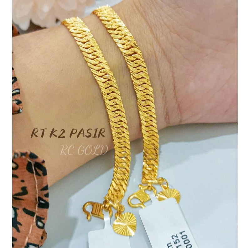 RANTAI TANGAN LIPAN PASIR 3GM BAJET EMAS 916 GELANG KAIT 2 KOSONG PASIR EMAS 916 TULEN BRACELET ...