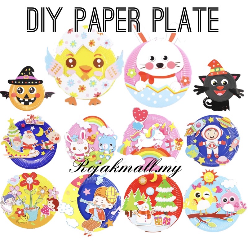 Handmade Craft Paper Kit DIY Cute Cartoon Paper Plate Art Kit for Kids ...