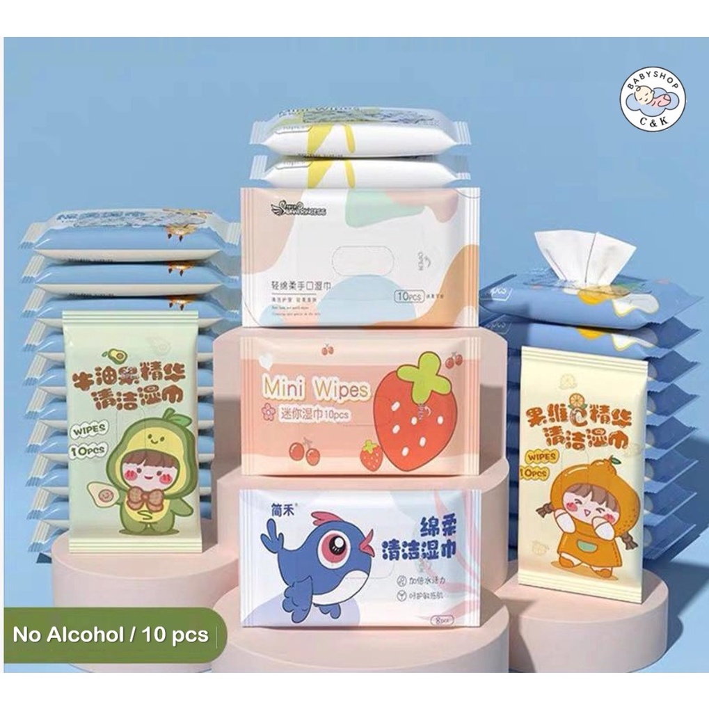 Wet tissue Cartoon Cute 10pcs/pack - Wet wipes/Baby wipes/ Food ...