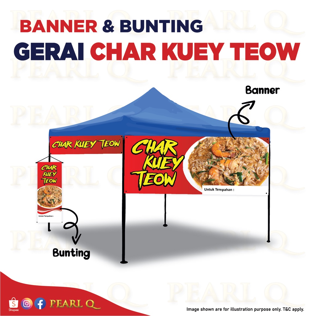 Banner Kedai Makanan Char Kuey Teow Bunting Kedai Pasar Malam Char Koew ...