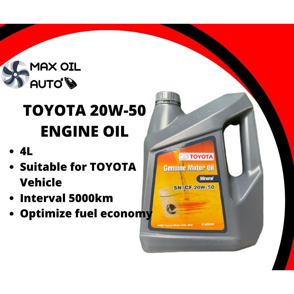 TOYOTA 20W50 4L SEMI SYNTHETIC ENGINE OIL MINYAK HITAM TOYOTA MINYAK ...
