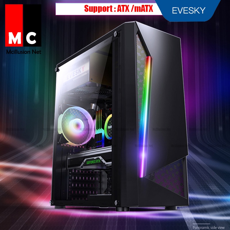 EVESKY RingLight Gaming ATX/mATX/ITX PC Gaming Case Desktop Case RGB Lamp | Shopee Malaysia