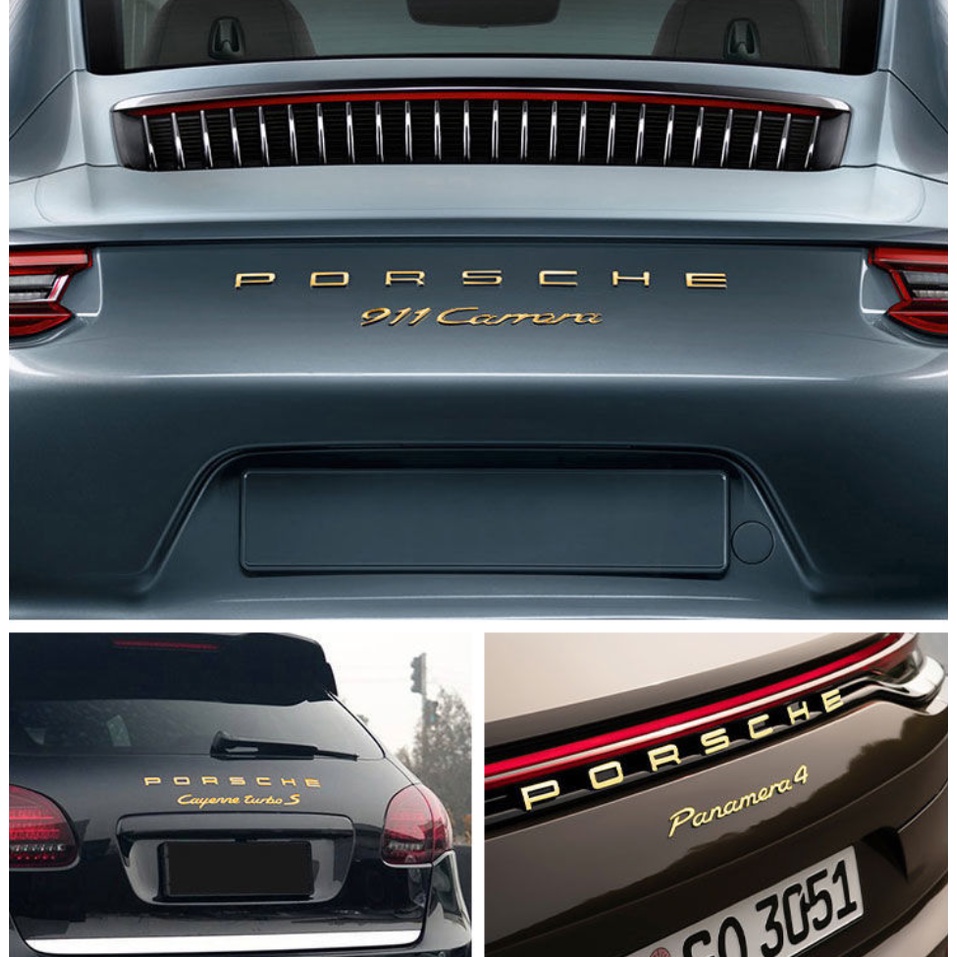PORSCHE gold letter logo Carrera gts turbo macan Cayenne Cayman 718 ...
