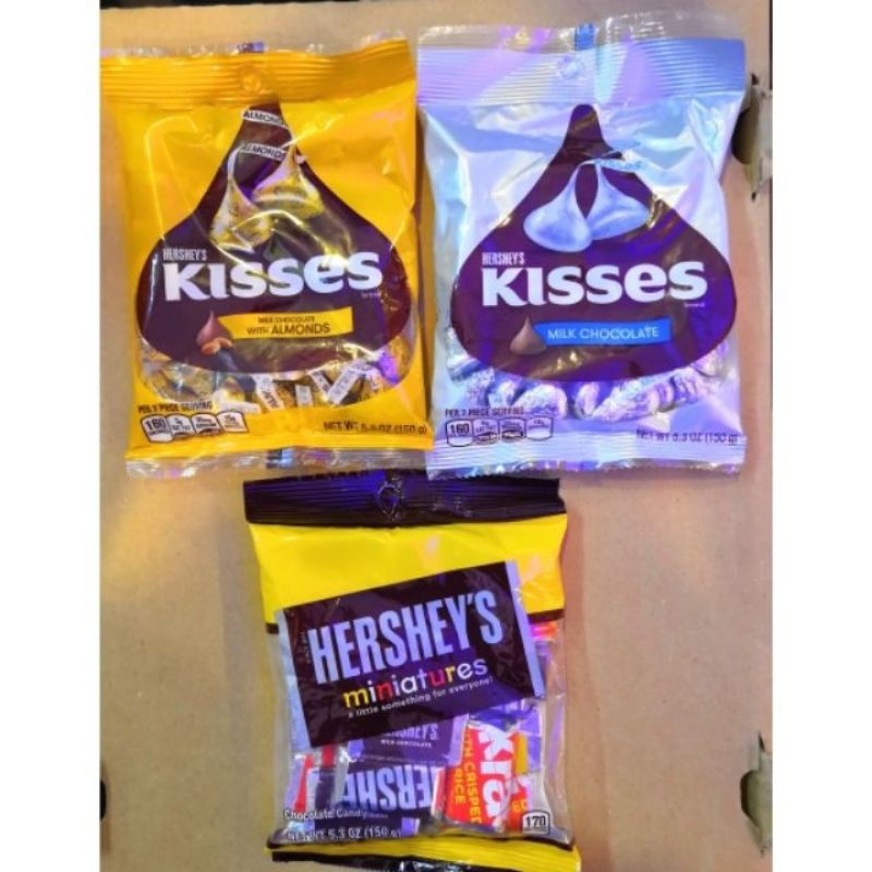 Hershey's kisses milk chocolate almond / milk choco / miniatures 150g ...
