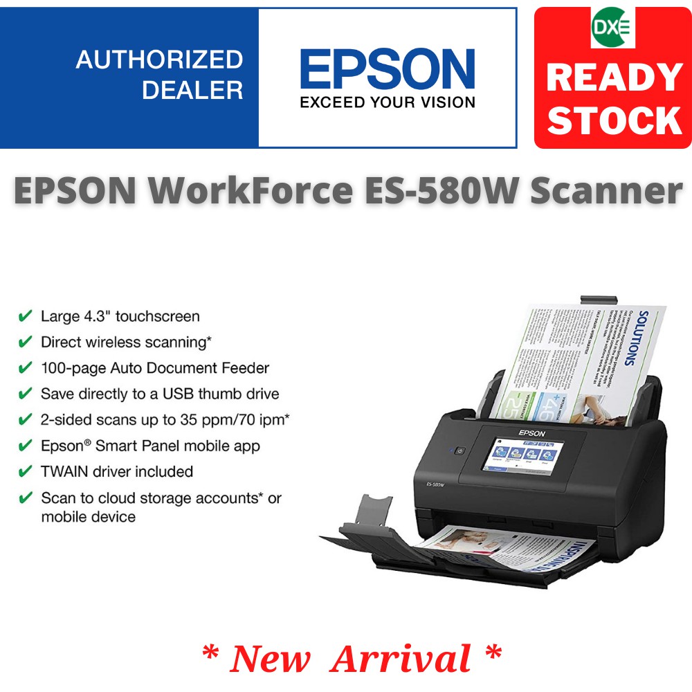 Epson WorkForce ES-580W Wireless High-Speed Duplex Sheetfed Document ...