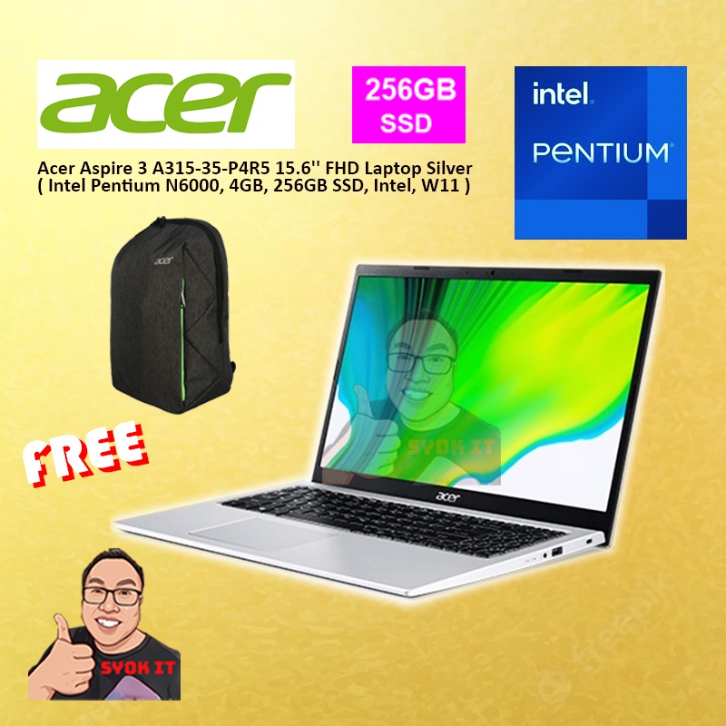 Laptop Murah Acer Aspire 3 A315 35 P4r5 Fhd Silver Intel Pentium