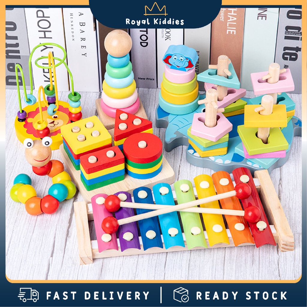 Kids Wooden Educational Toys Intelligence Montessori Building Block ...