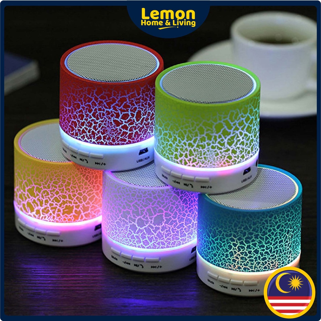 🍋Colorful LED Light Mini Portable Bluetooth Speaker Support USB AUX TF ...