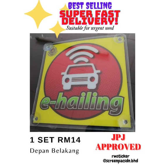 1set=2pcsREMOVEABLE E Hailing Sticker OR EHAILING STICKER with 4 ...