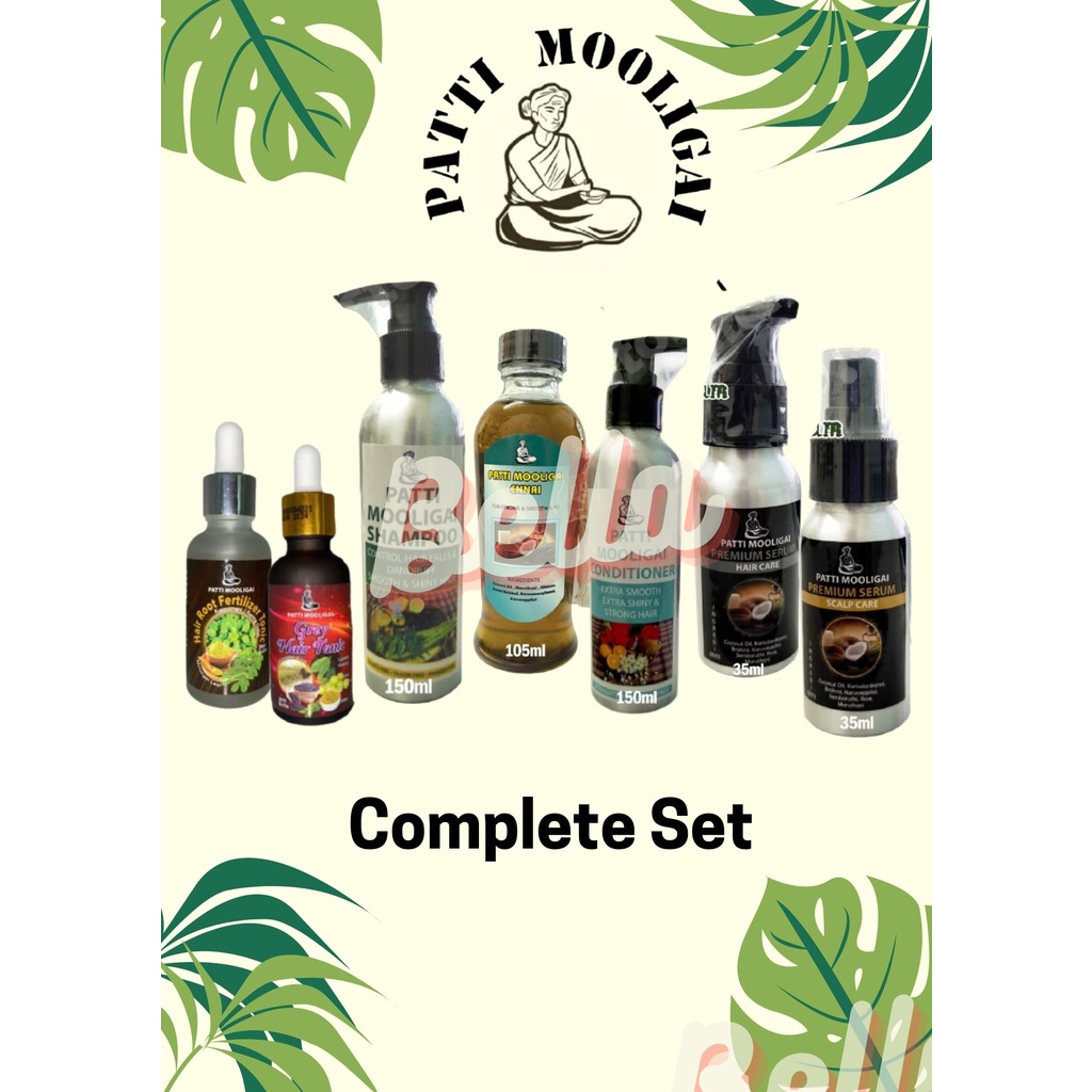 [READY STOCK] Patti Mooligai Complete Hair Set + Hair Root Tonic & Grey ...