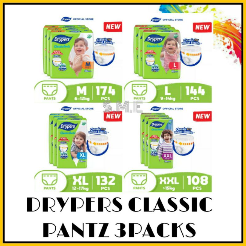 DRYPERS CLASSIC PANTZ 3PACK | Shopee Malaysia
